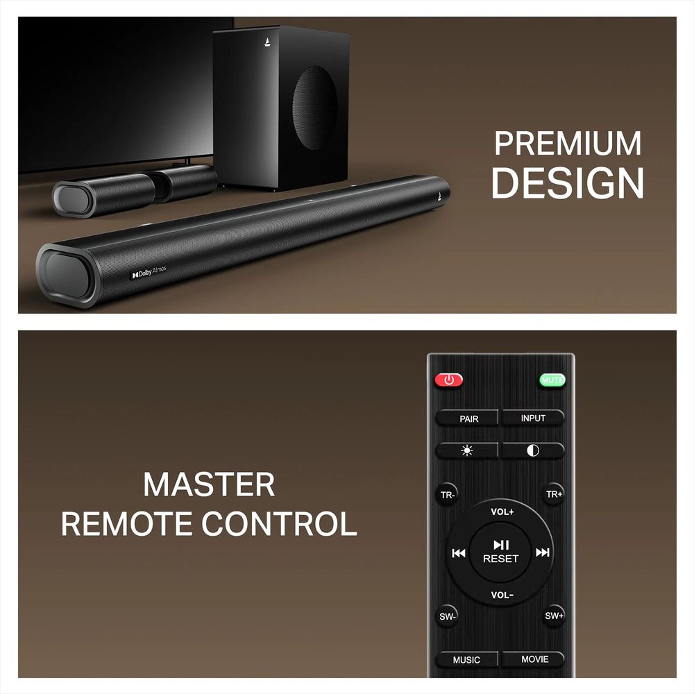 Buy boAt Aavante Prime 5.1 5000DA 500W Soundbar with Remote (Dolby Atmos, 5.1 Channel, Black ...